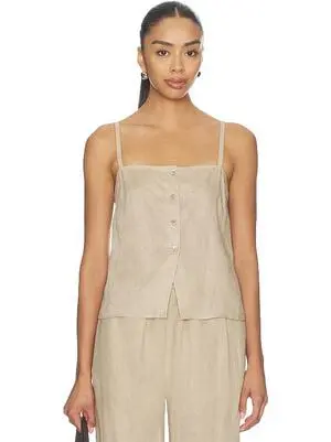 FRAME The Linen Button Cami - Beige