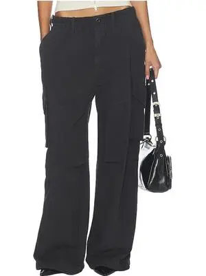 Alexander Wang Mid Rise Cargo Pant With Internal Logo - Black