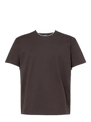 7 For All Mankind Double-layer Crew-neck Cotton T-shirt - Espresso