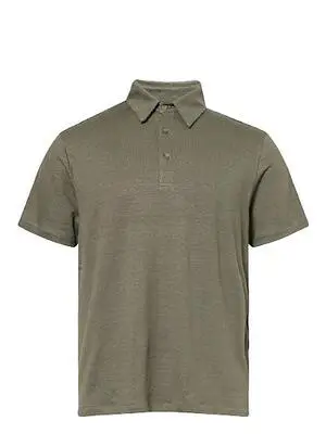 7 For All Mankind Relaxed-fit Linen-blend Polo Top - Army