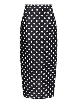 Khaite Winton Polka-dot Silk Pencil Maxi Skirt - Medium Dot Black