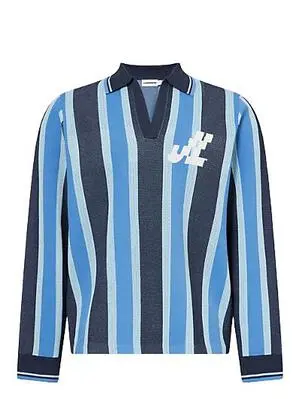 J. Lindeberg Silas Striped Knitted Polo Shirt - Navy