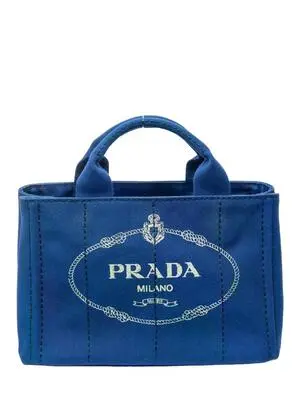 Prada Logo-print Canvas Tote - Blue