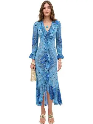 Rixo Gracye Boho Scarf - Blue
