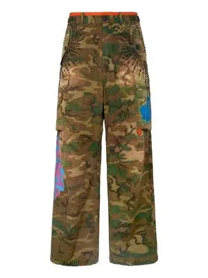 Dsquared2 Camouflage-pattern Cargo Trousers With Studded Embellishments - Brown