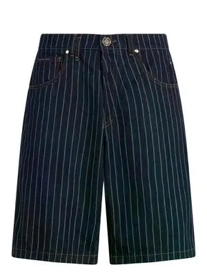 Philipp Plein Pinstriped Denim Shorts - Blue