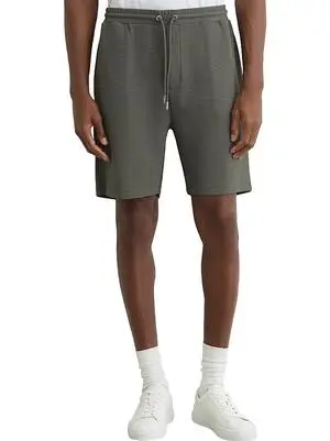 REISS Textured Drawstring Shorts - Sage Green