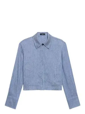 Theory Cropped Denim Jacket - Light Denim
