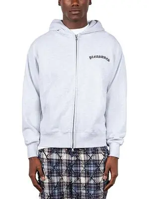 PLEASURES Relaxed Fit Logo Zip Hoodie - Heather