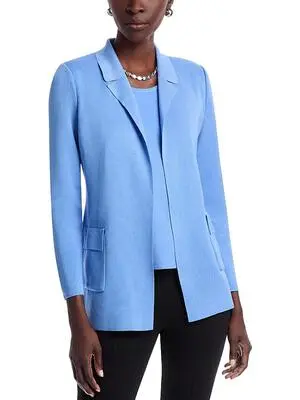 Misook Wrinkle Resistant Knit Belted Jacket - Tranquil Blue
