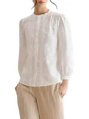 HOBBS LONDON Fallon Embroidered Cotton Blouse - White