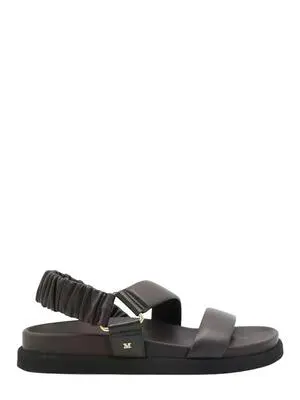Max Mara Ruched Slingback Leather Sandals - Brown