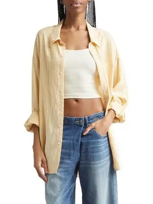 R13 Striped Button-up Shirt - Orange Stripe