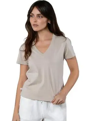 LEISURE LAB LEISURE LAB Supima Cotton V-Neck T-Shirt Oat