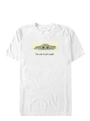 STAR WARS: THE MANDALORIAN AND GROGU Star Wars The Mandalorian And Grogu Too Cute To Get Caught Graphic T-shirt - White