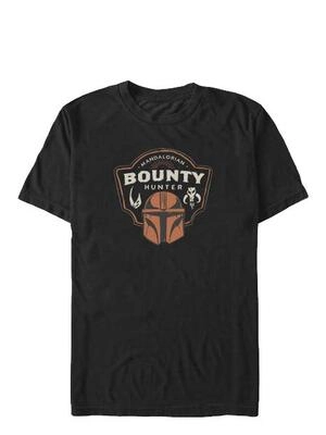 STAR WARS: THE MANDALORIAN AND GROGU Bounty Hunter Logo Short Sleeve Graphic T-shirt - Black