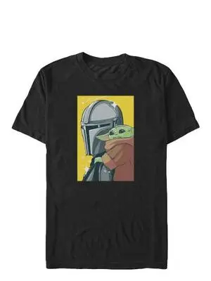 STAR WARS: THE MANDALORIAN AND GROGU Star Wars The Mandalorian And Grogu Retro Animated The Child Art T Shirt - Black