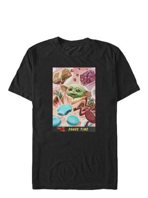 STAR WARS: THE MANDALORIAN AND GROGU The Child Snack Time Comic Art Short Sleeve Graphic T-shirt - Black