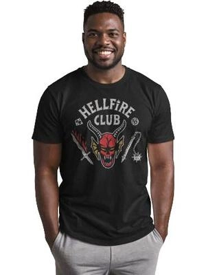 STRANGER THINGS Netflix Hellfire Club Costume Short Sleeve Graphic T-shirt - Black