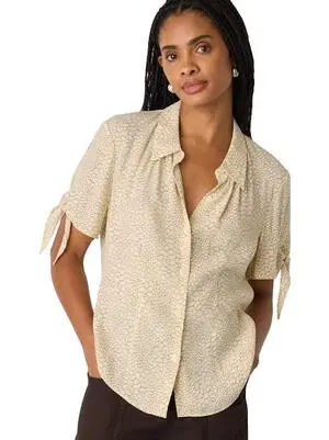 Whistles Dashed Marks Tie Sleeve Shirt - Ivory/multi