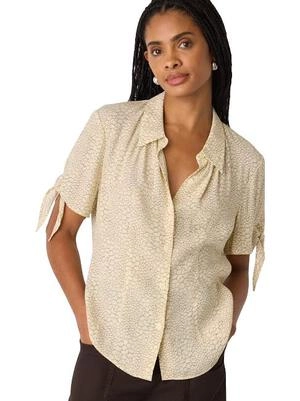 Whistles Dashed Marks Tie Sleeve Shirt - Ivory/multi