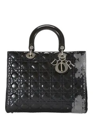 Dior Cannage Patent Leather Lady Dior Large Navy