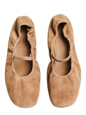 REFORMATION Ruched Ballet Flats - Farro