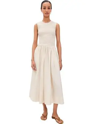 PISTOLA Gladys Poplin Midi Dress - Oyster Shell