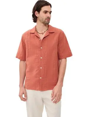 WAX LONDON Double Weave Didcot Shirt - Rust