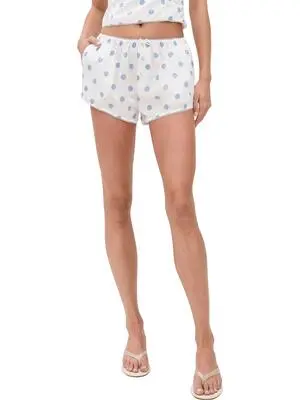 NIA Amaya Polka Dot Shorts With Scalloped Trim And Bow Detail - Sky