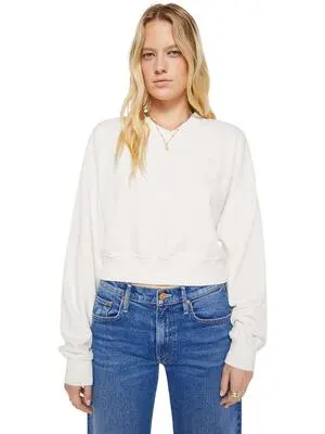 MOTHER Terne Cropped V-neck Sweatshirt - White