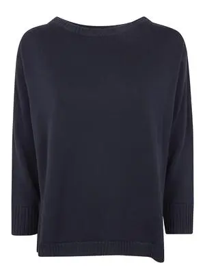 Rossopuro Long Sleeved Boat Neckline Sweater - Black
