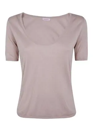 Rossopuro Short Sleeved U Neck T-shirt - Brown