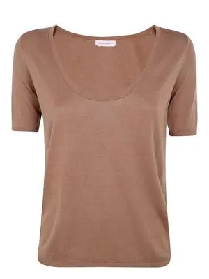 ROSSOPURO Short Sleeved U Neck T-Shirt