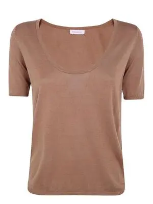 ROSSOPURO Short Sleeved U Neck T-Shirt