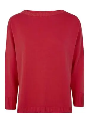 Rossopuro Long Sleeved Boat Neckline Sweater - Red