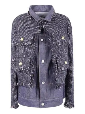 Sacai Tweed Split Jacket - Blue