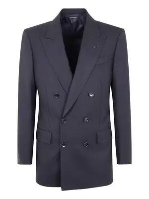TOM FORD High Twist Broken Twill Double Breast Jacket - Black