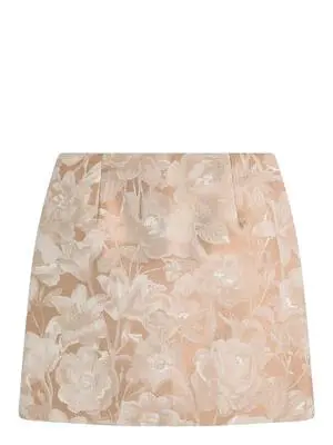 Scanlan Theodore Floral Damask Mini Skirt - Beige