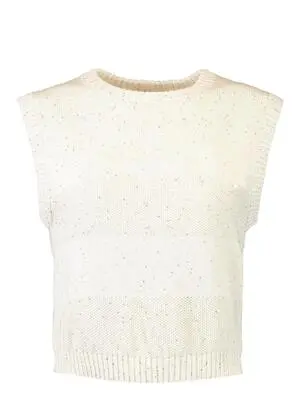 Brunello Cucinelli Striped Cotton Top - Beige