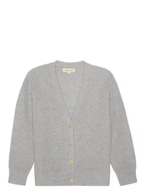 ELLSWORTH + IVEY Lilah V-Neck Cashmere Cardigan Gray