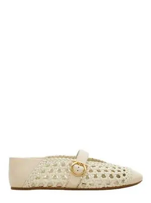 FERRAGAMO Gancini Buckle Braided Ballerina - Red