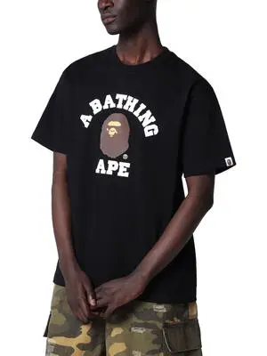 A BATHING APE T-shirt With Logo Print - Black