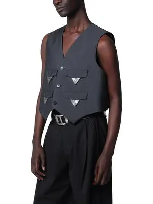 Versace Mohair Wool Blend Gilet - Grey