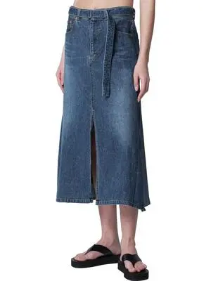 Sacai Denim Pencil Midi Skirt - Blue