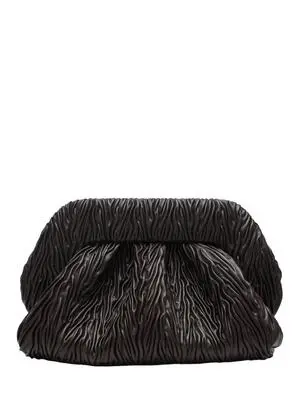 THEMOIRE Gathered Vegan Leather Clutch - Brown