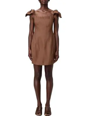 Elisabetta Franchi Off-the-shoulder Mini Dress - Brown
