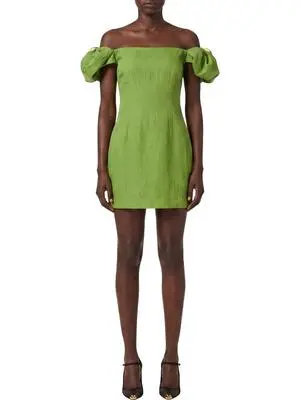 Elisabetta Franchi Off-the-shoulder Mini Dress - Green