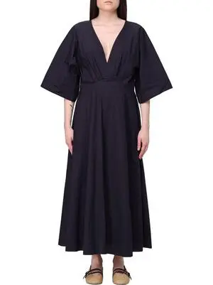FORTE_FORTE V-neck Midi Dress - Blue