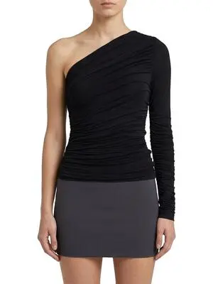 AGOLDE One-shoulder Ruched Top - Black